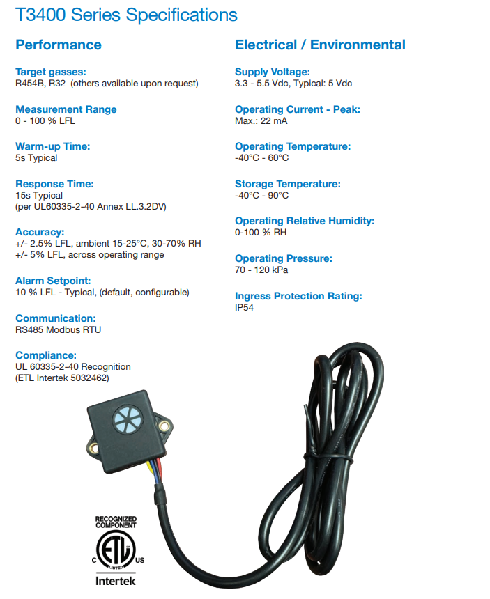 Telaire T3400 Series | Refrigerant Leak Detection Sensor